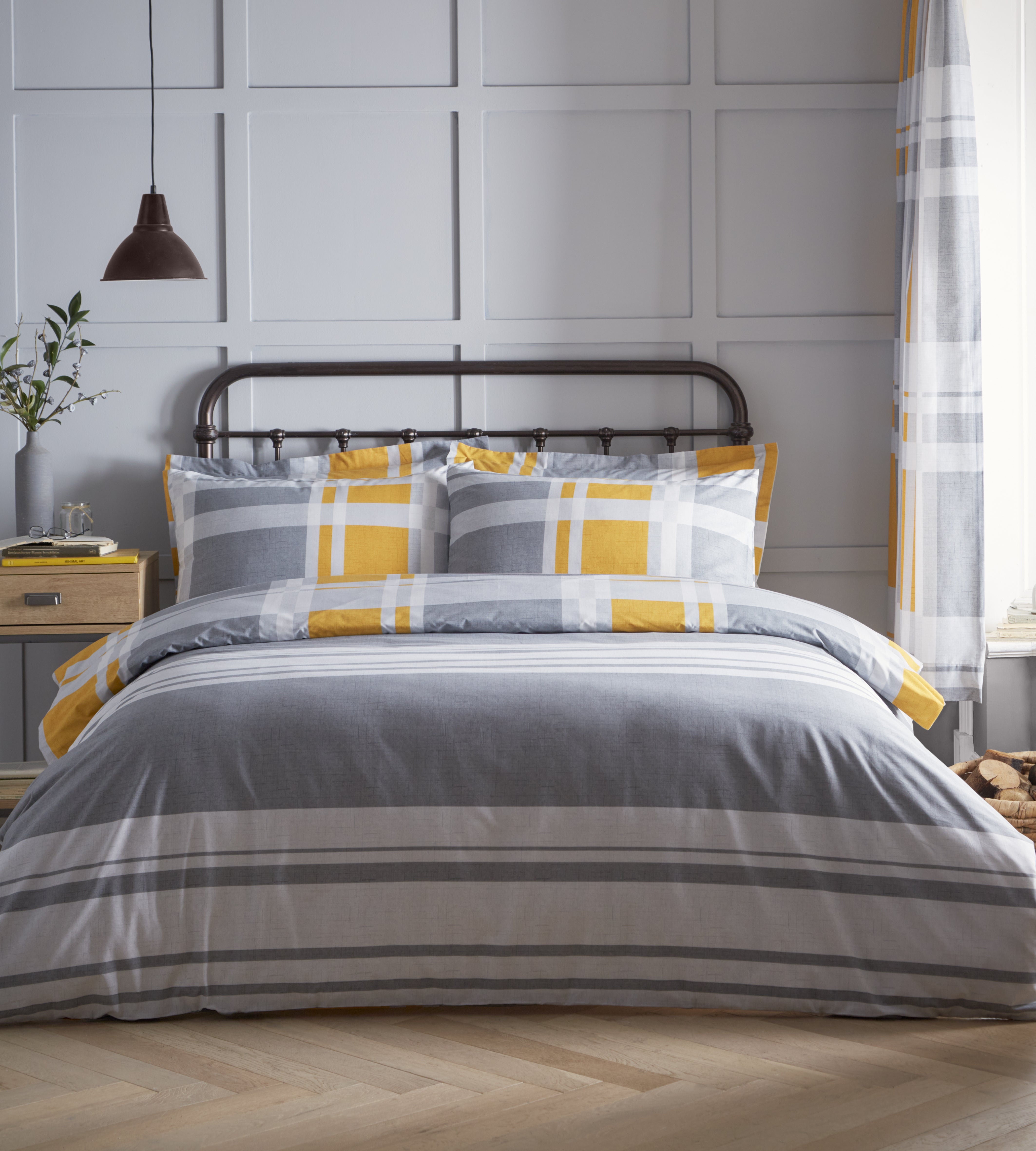 Yellow and gray queen comforter set store