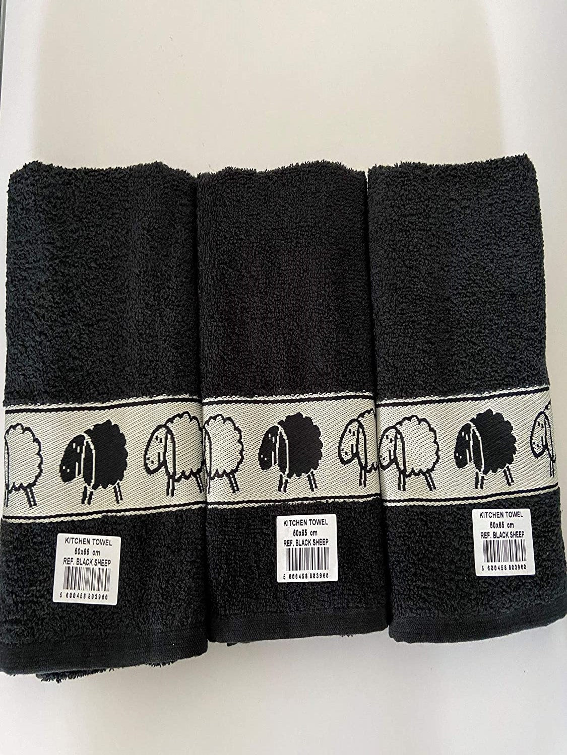 sheep, kitchen towel, tea towel, black tea towel, kitchen hand towel ...